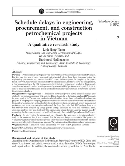 Schedule Delays In Engineering Procurement And Construction