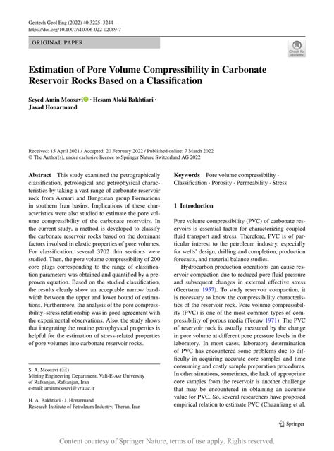 Estimation Of Pore Volume Compressibility In Carbonate Reservoir Rocks Based On A Classification