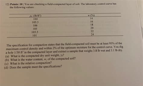 Solved Points You Are Checking A Field Compacted Chegg