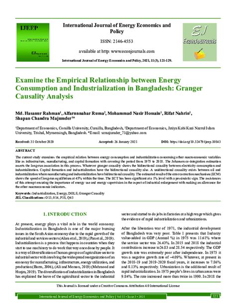 Pdf Examine The Empirical Relationship Between Energy Consumption And