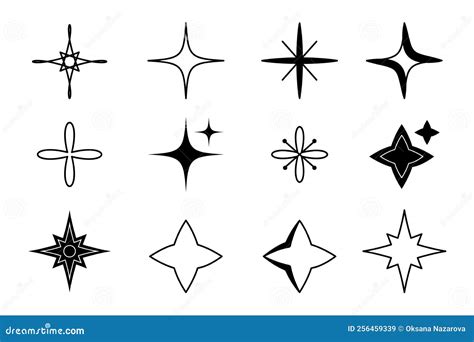 Bling Stars Starburst And Retro Futuristic Graphic Elements Set