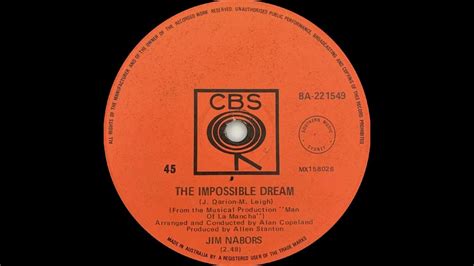 1968 Jim Nabors The Impossible Dream Mono 45 Youtube