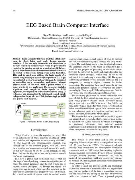 Pdf Syed M Saddique And Laraib Hassan Siddiqui Eeg Based Brain