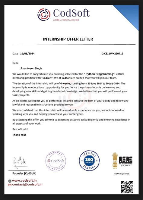 Anantveer Singh On Linkedin Internship Pythondevelopment Techjourney Ai Ml Codsoft