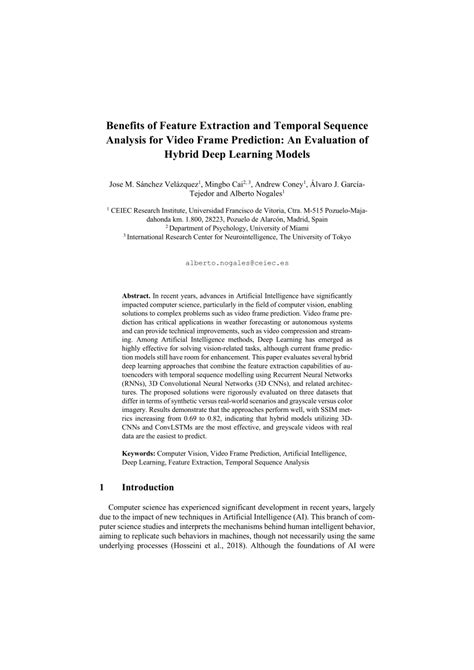Pdf Benefits Of Feature Extraction And Temporal Sequence Analysis For Video Frame Prediction