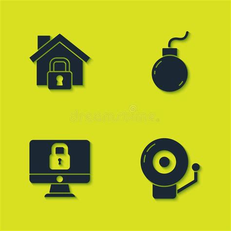Set House Under Protection Ringing Alarm Bell Lock Computer Monitor And Bomb Ready Explode