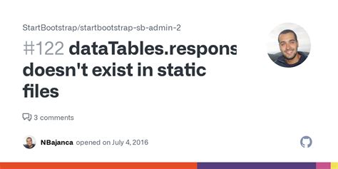Datatablesresponsivecss Doesnt Exist In Static Files · Issue 122 · Startbootstrap