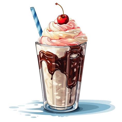 Premium AI Image Milkshake Cherry Milk Glass