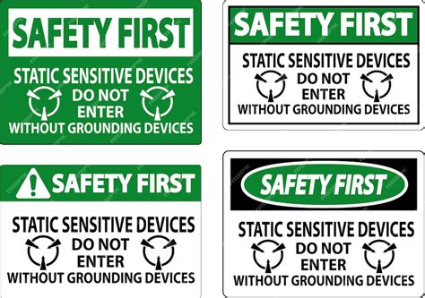 Premium Vector Safety First Sign Static Sensitive Devices Do Not Enter Without Grounding Devices