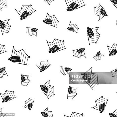 Declining Graph With Gold Bars Seamless Pattern Icons On White Background High Res Vector