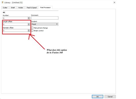 fusion 360 length and diameter offset while creating a tool what do