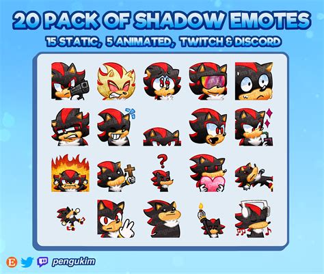 20 Shadow The Hedgehog Static Animated Emotes For Twitch Youtube