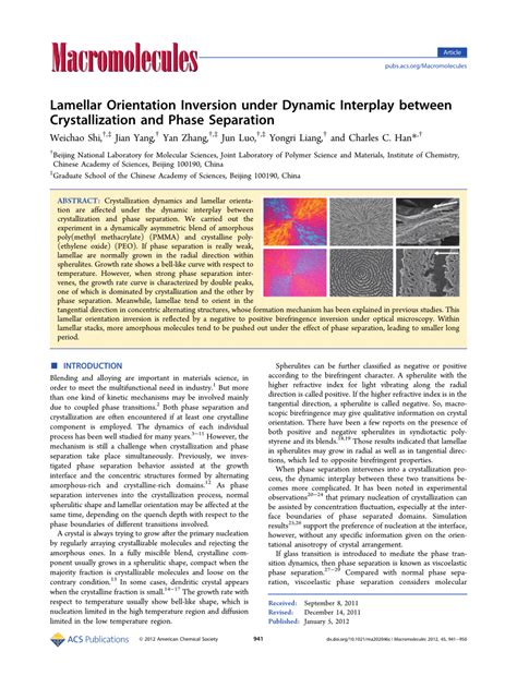 Pdf Lamellar Orientation Inversion Under Dynamic Interplay Between Crystallization And Phase