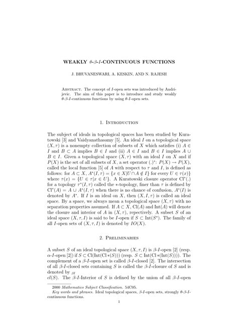 Pdf Weakly Theta Beta I Continuous Functions