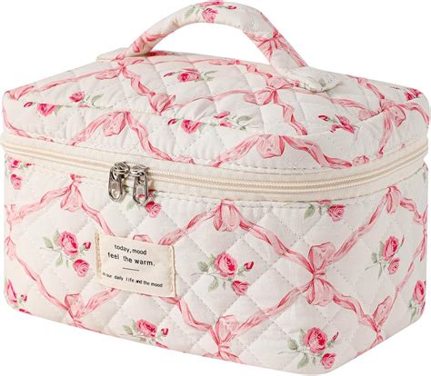Uekeboag Large Quilted Makeup Bag Cotton Quilted Toiletry