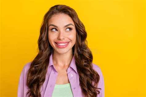 Portrait Of Attractive Cheerful Curious Wavy Haired Girl Creating