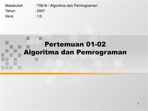 PPT Pertemuan Algoritma Dan Pemrograman PowerPoint Presentation ID