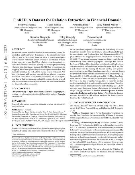 Pdf Finred A Dataset For Relation Extraction In Financial Domain