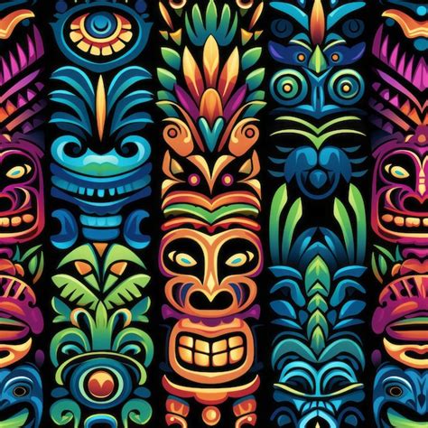 Exquisite Polynesian Tiki Pattern A Printready Flawless 2d Vector