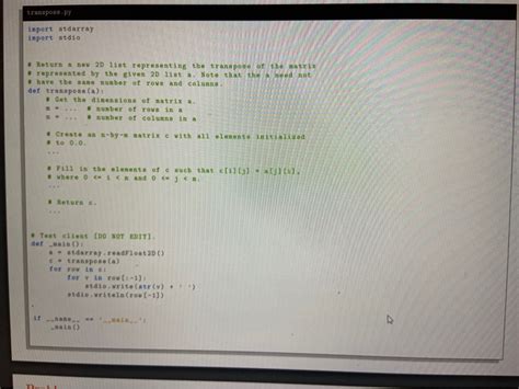 Solved Exercise 5 Transpose Implement The Function