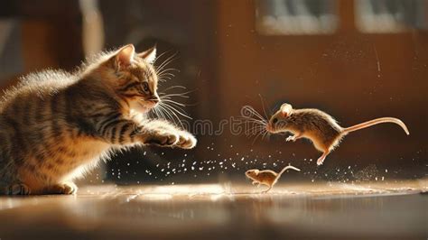 Cat And Mouse In A Fun Chase Stock Illustration Illustration Of