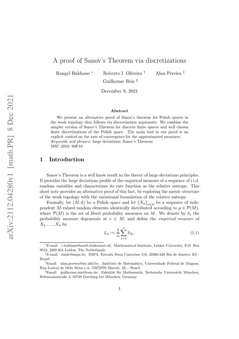 pdf a proof of sanov s theorem via discretizations