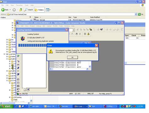 Getting Internal Error While Loading Symbol File In XDS USB PLUS Emulator Code Composer