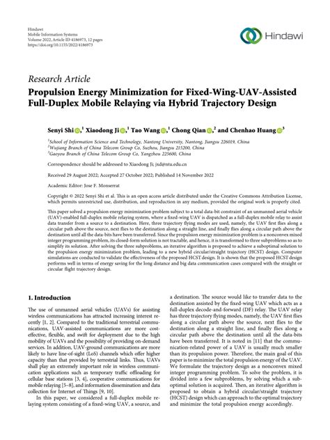 Pdf Propulsion Energy Minimization For Fixed Wing Uav Assisted Full