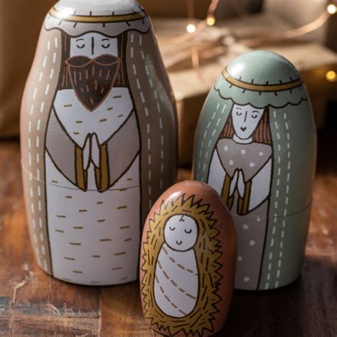 Wooden Nativity Nesting Doll Set Nativity Set Doll Sets Nesting Dolls