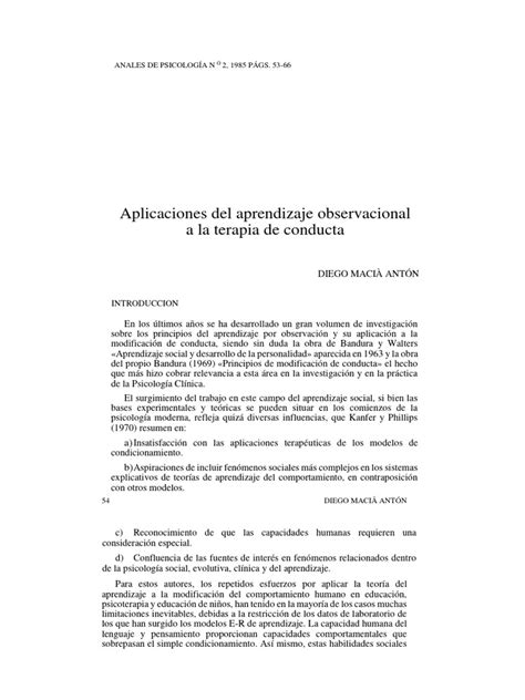Aplicaciones Del Aprendizaje Observacional Pdf Aprendizaje Atención