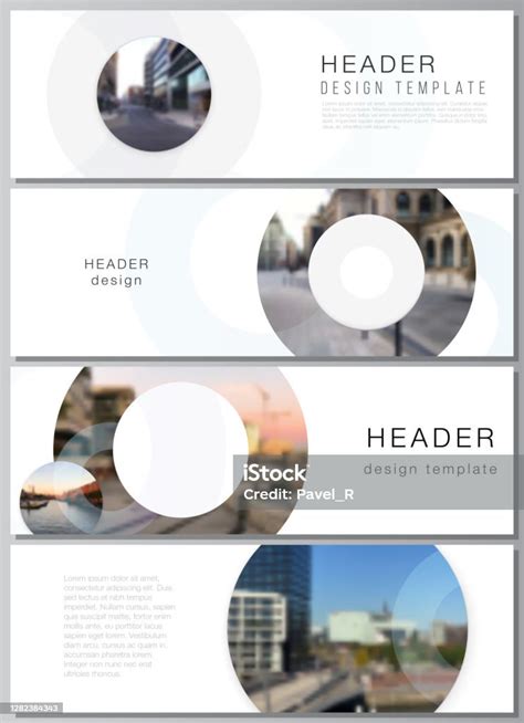 헤더의 벡터 레이아웃 웹 사이트 바닥글 디자인배너 템플릿 수평 전단지 디자인 웹 사이트 헤더 배경 라운드 It 기술에 대한 원 배경 템플릿 최소한의 스타일 단일 이미지에