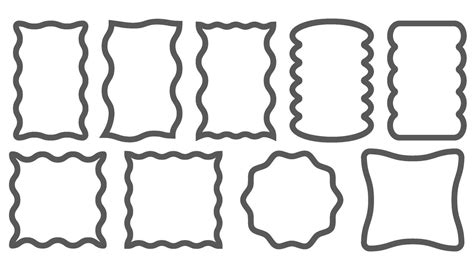 Wavy Rectangle Frame Scallop Edge Box Outline Squiggle Border Groovy Zigzag Abstract Shapes