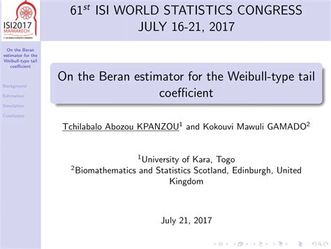Pdf On The Beran Estimator For The Weibull Type Tail Coefficient