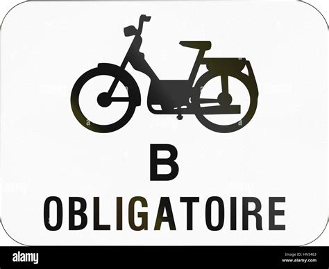 Additional Road Sign Used In Belgium Mopeds Class B Obligatory Stock