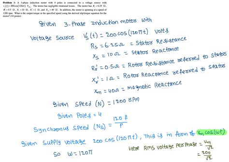 Solved What Is The Output Torque In Nm Problem A Phase Induction Course Hero
