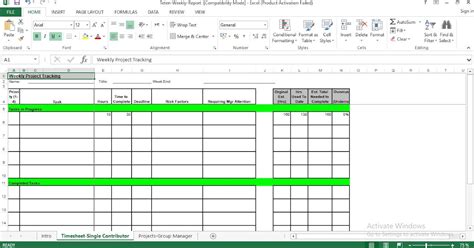 Weekly Task Tracker Excel Template