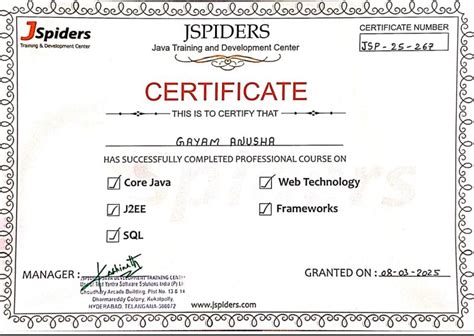 Java J2ee Sql Webtechnology Frameworks Certification Training