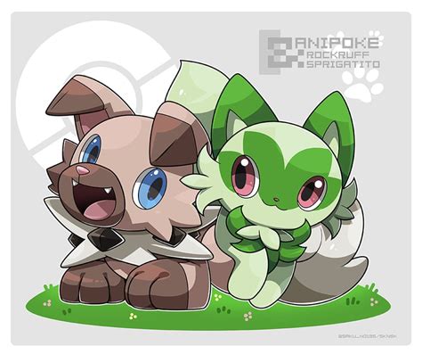 Sprigatito And Rockruff Pokemon Drawn By Kumanosakunosuke Danbooru