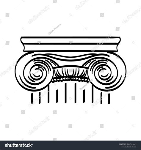 Classical Column Architecture Element Hand Drawn Stock Vector Royalty Free