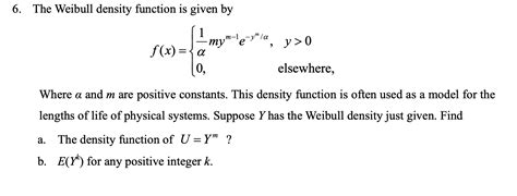 Solved The Weibull Density Function Is Given By Chegg