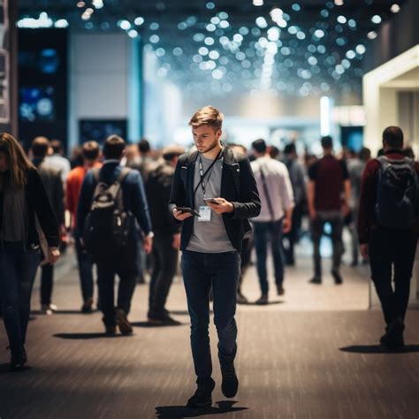 premium photo navigating the tech maze a man s journey through a busy