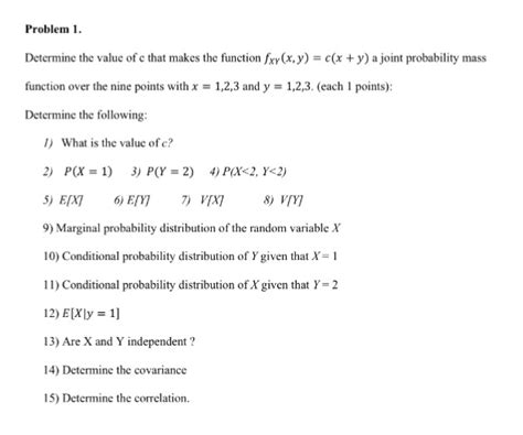 Solved Determine The Value Of C That Makes The Function Fxy