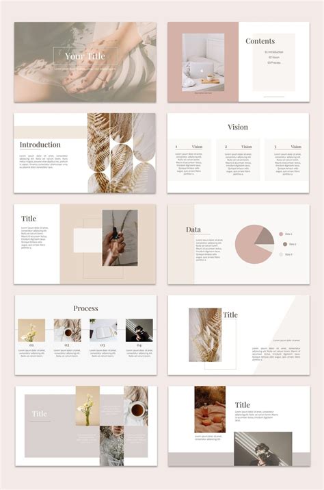 Beautiful Warm Tone Powerpoint Template Elegant Feminine Classy Presentation Slides