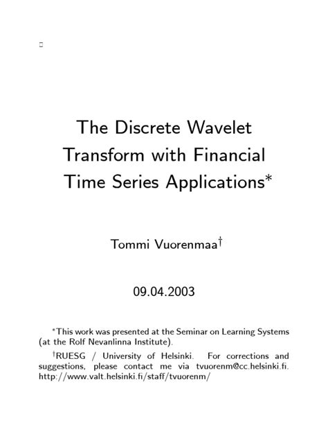Discret Wavelet Transform Pdf Wavelet Matrix Mathematics