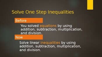 Solve One Step Inequalities PowerPoint W Free Video Distance Learning