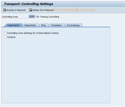KWT SAP Tcode CO OM ABC Transport Customizing