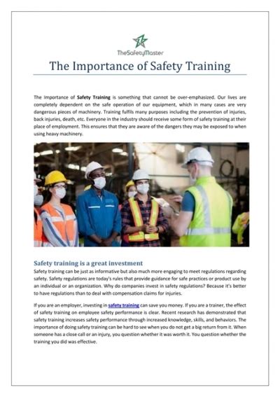 The Importance Of Safety Training