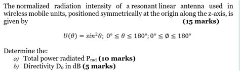 Solved The Normalized Radiation Intensity Of A Resonant