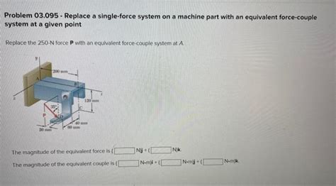 Solved Problem 03095 Replace A Single Force System On A