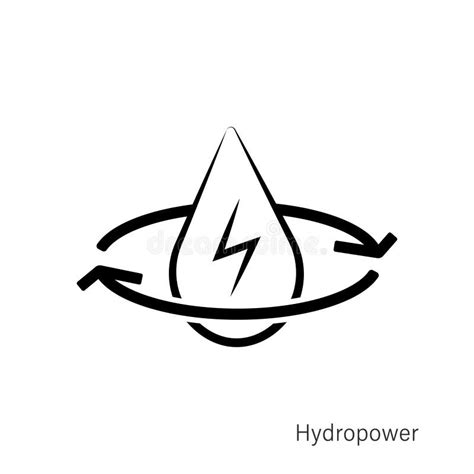 Hydropower Icon Energy Sign With Water Drop And Arrows Black Logo Eco